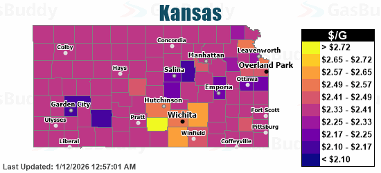 Gas Price Heat Map - Kansas Gas Prices